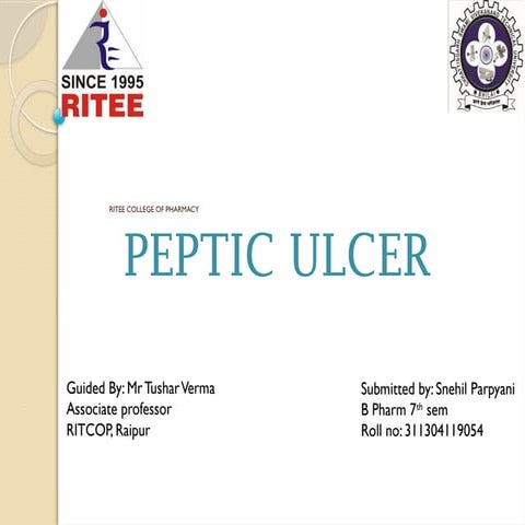 presentation on pharmacology of peptic ulcer | PPTX