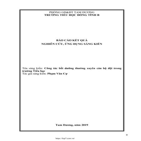 Sáng kiến kinh nghiệm Công tác bồi dưỡng thường xuyên cán bộ đội trong trường Tiểu học.pdf