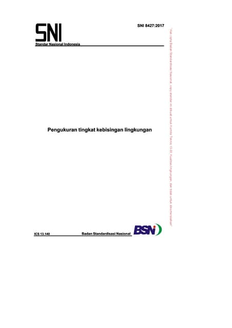 SNI 7231:2009 tentang Metoda Pengukuran Intensitas Kebisingan di Tempat Kerja | PDF