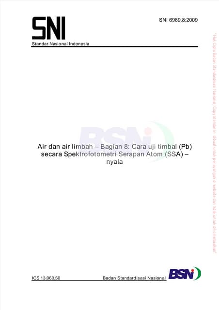 SNI 06-6989.14-2004 tentang Air dan Air Limbah - Bagian 14: Cara Uji Oksigen Terlarut secara ...