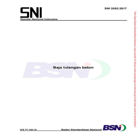 Sni 2052 2017 pengujian besi baja tulangan | PDF