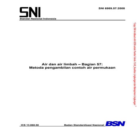 SNI 6989.57.2008 Metode Pengambilan Contoh Air Permukaan | PDF