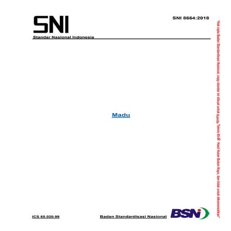 SNI 8664 2018 madu | PDF