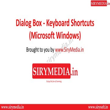keyboard shortcuts for dialogbox in windows os | PPT