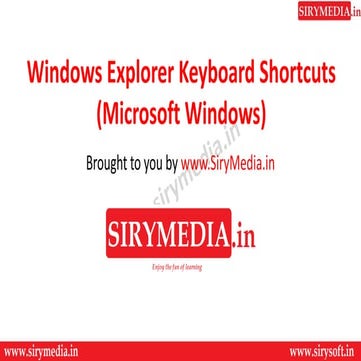windows explorer keyboard short cuts | PPT