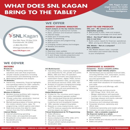 SNL Kagan Overview | PDF