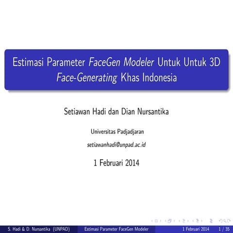 Estimasi parameter FaceGen Modeler untuk 3D Face Generating Khas ...