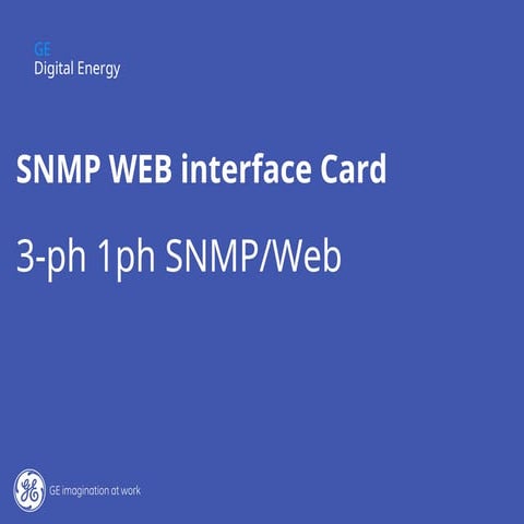 SnmpCards Presentation FOR UPS GENERAL GE.ppt