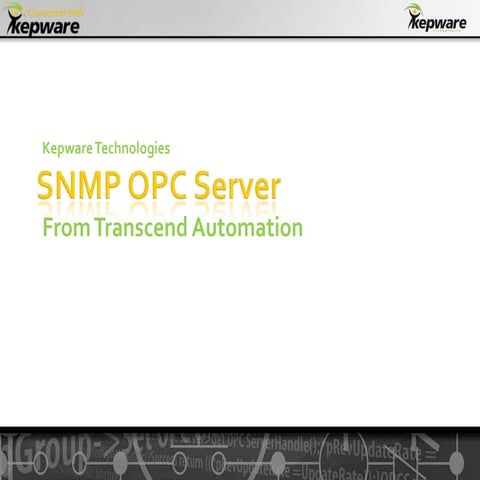 SNMP OPC Server from Transcend Automation | PPT