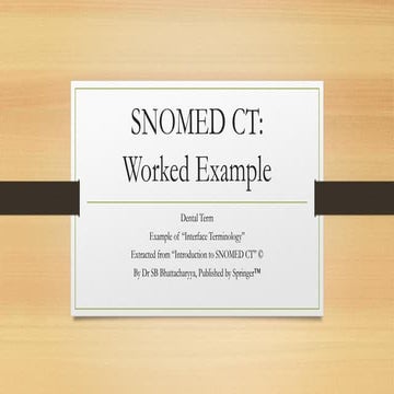 Snomed ct worked example dental interface terminology | PDF