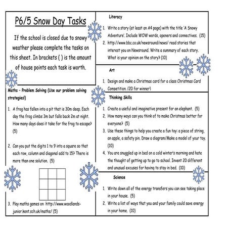 P6/5 Snow day tasks homework | PPT