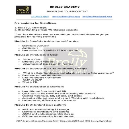 Snowflake training in hyderabad | PDF