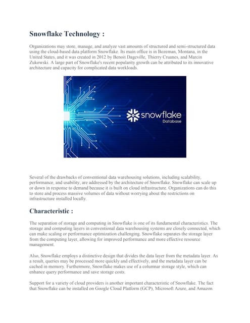 What Is Snowflake Cloud Data Platformpdf