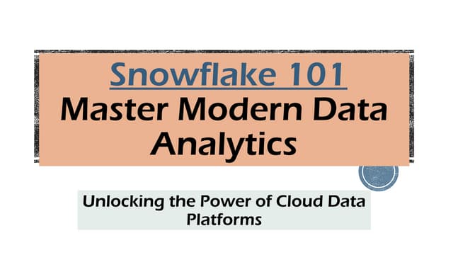 Snowflake-Training From SQL School | PPTX