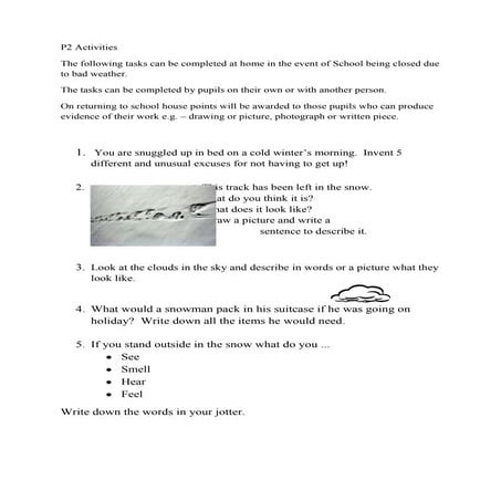 P2 Snow homework | DOCX | Weather | Science