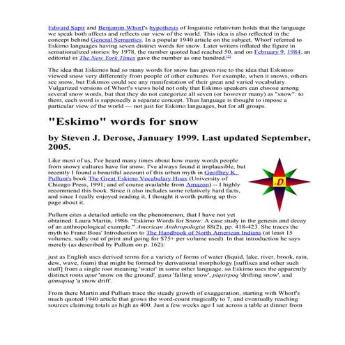 Snow In Eskimo Language | DOC