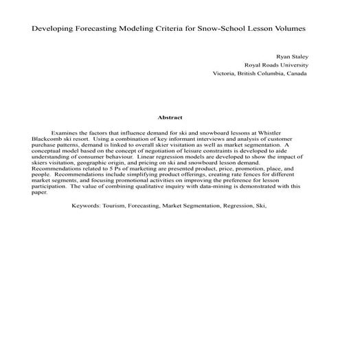 Snow school forecasting | PDF