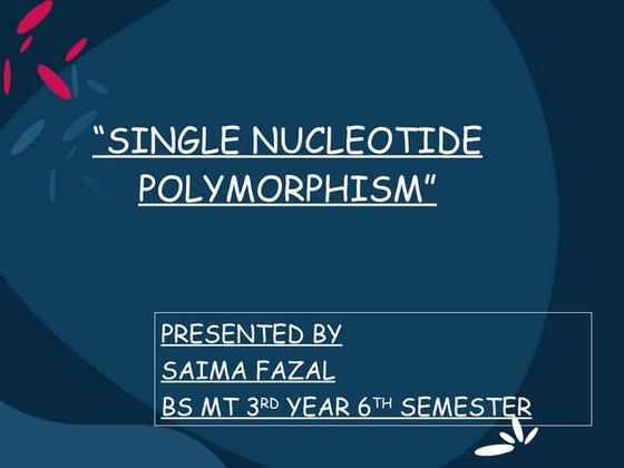 Single nucleotide polymorphism, (SNP) | PPT | Chemistry | Science