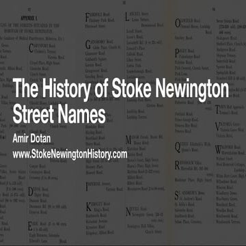 The History of Stoke Newington Street Names | PDF