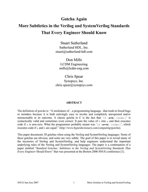 Snug07verilog Gotchas For Verificationpdf