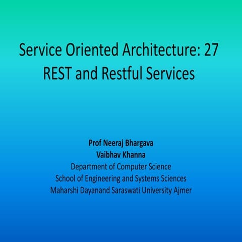 Soa 27 Rest And Restful Services Ppt