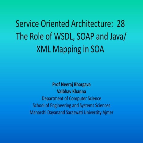 Soa 28 The Role Of Wsdl Soap And Java Xml Mapping In Soa Ppt