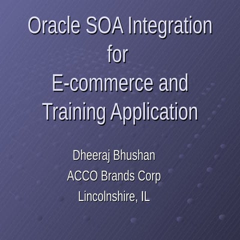 SOA Integration For Ecommerce and Training application | PPT