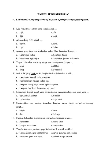 Soal bahasa arab kls 2 uas ganjil | DOCX