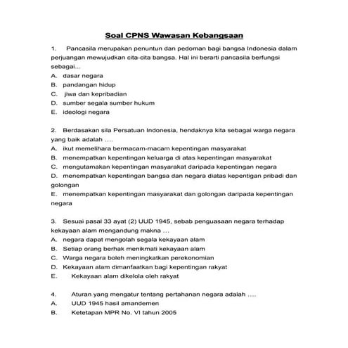 Soal cpns TWK 3 | PDF