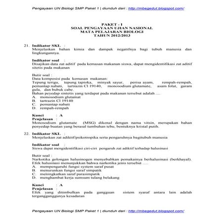 Soal ipa-biologi-smp-paket-1 | PDF