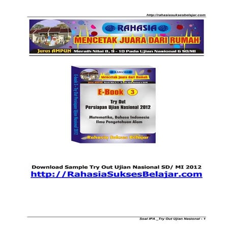 Soal try out UN Matematika SD Muh. Banjaran Tahun 2012 paket