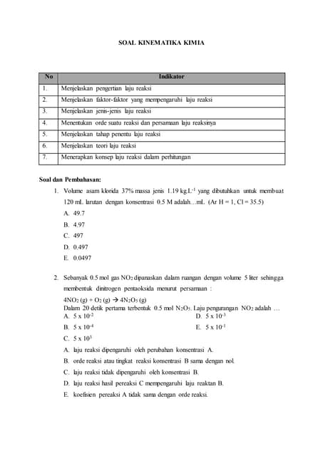 Latihan soal uh laju reaksi | PDF