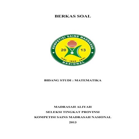 Soal Ksm Propinsi 2013 Ma Matematika Pdf