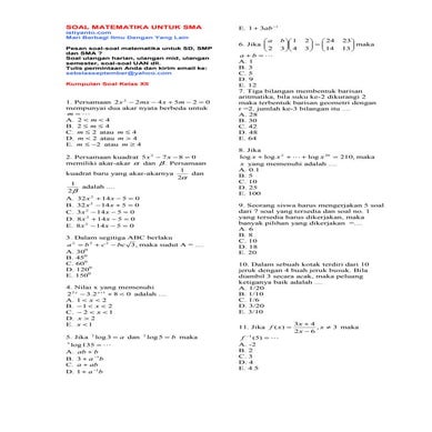 Soal Matematika Untuk Sma Kumpulan Soal | PDF