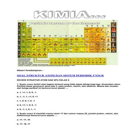 Soal soal dan pembahasan struktur atom,materi dll | DOCX