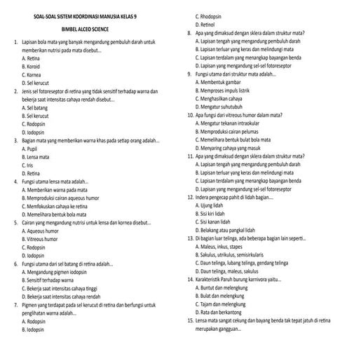 SOAL-SOAL SISTEM REGULASI MANUSIA INDRA MATA DAN TELINGA KELAS 9 TANPA KUNCI.docx