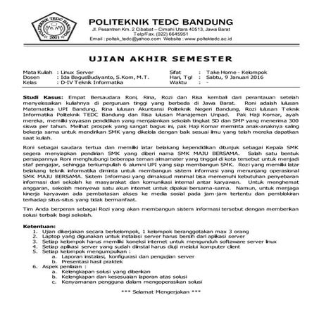 Soal uas-linux-server-2015 | DOCX