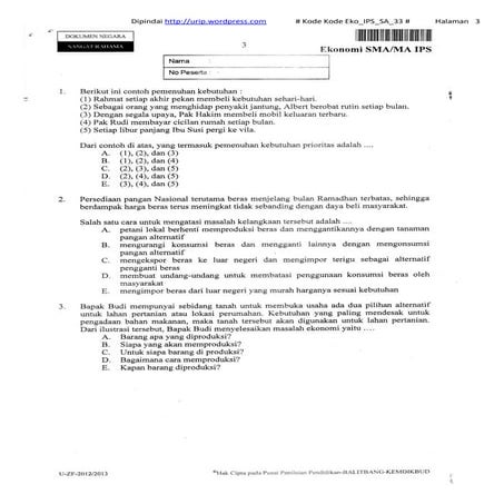 Soal un-ekonomi-sma-ips-2013-kode-eko ips-sa_33 | PDF