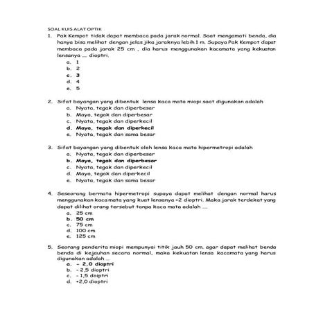 Soal alat optik gc | DOCX