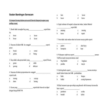 Soalan bandingan-semacam | DOCX