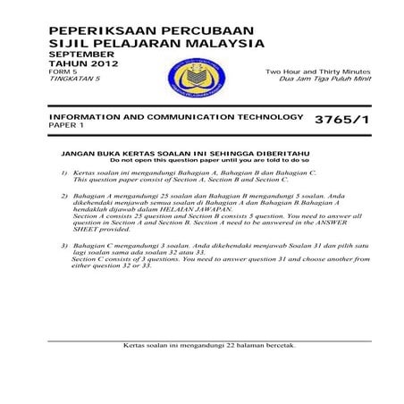 Soalan percubaan-ict-ting5-2012 | PDF