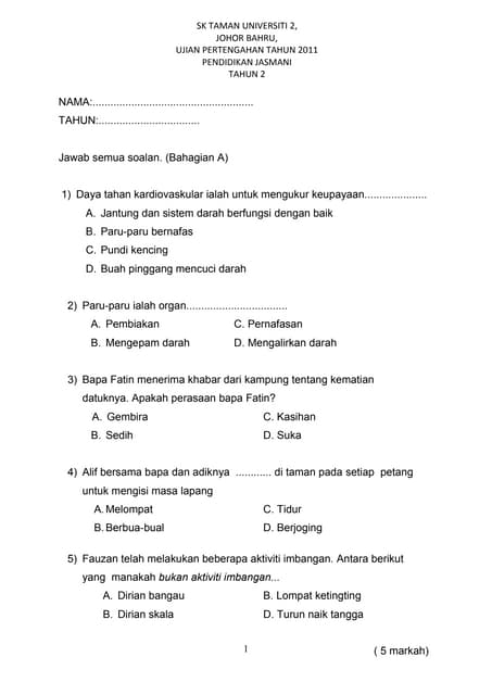 Soalan Pj Tahun 1 Oktober 2014 Pdf