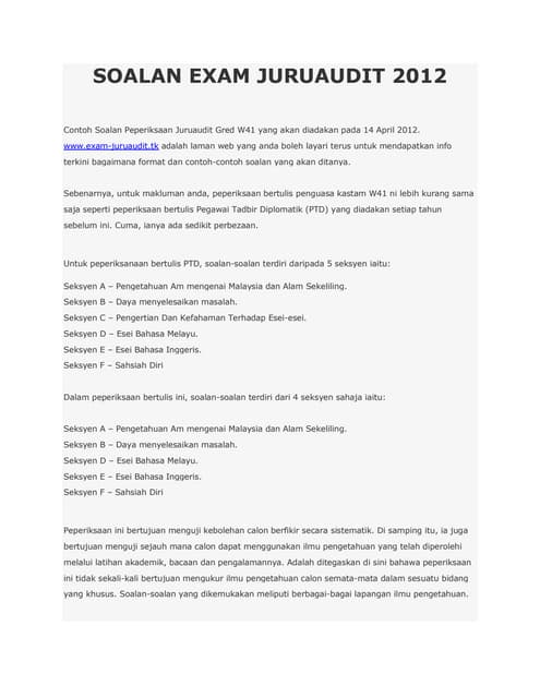 Panduan peperiksaan juruaudit 2012 | PDF