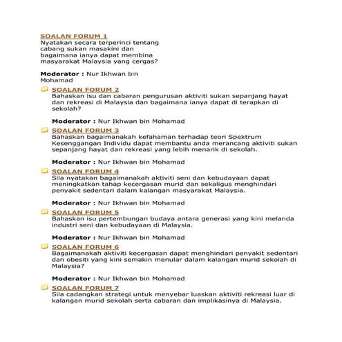 Soalan forum 1 sukan sepanjang hayat | DOCX