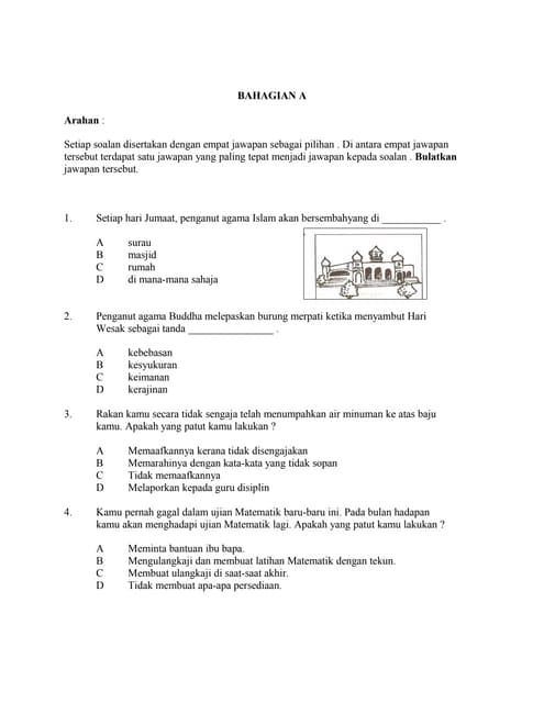 SOALAN UJIAN MAC PENDIDIKAN MORAL TINGKATAN 2 | DOCX