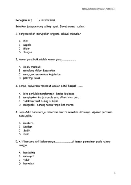 Soalan lisan jawi tahun 3 kssr | PDF