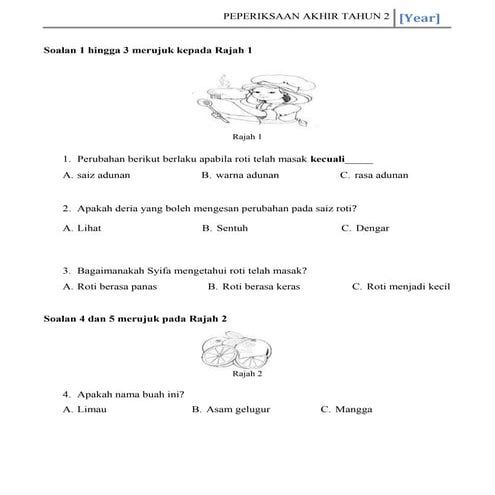 SOALAN PEPERIKSAAN AKHIR TAHUN MATEMATIK TAHUN 2 | DOC