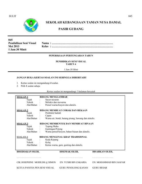 Soalan akhir tahun 4 psv | DOC