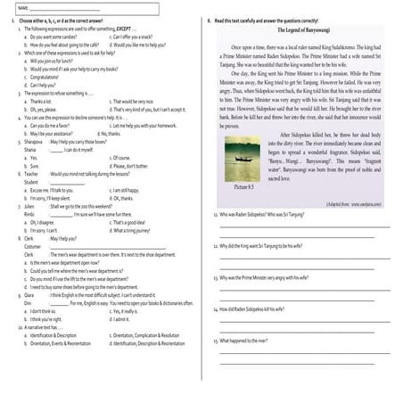 Soal Bahasa Inggris SMP MTs - Narrative Texts | PDF