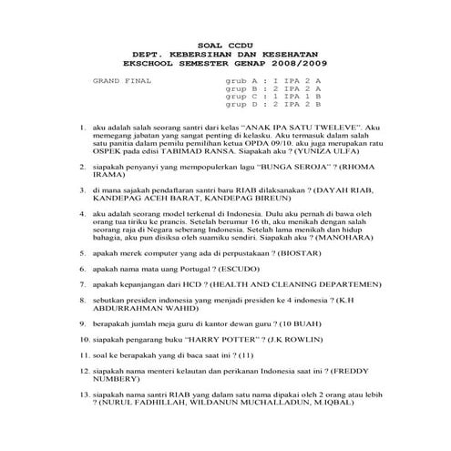 Ekschool Riab Soal ccdu final | PDF